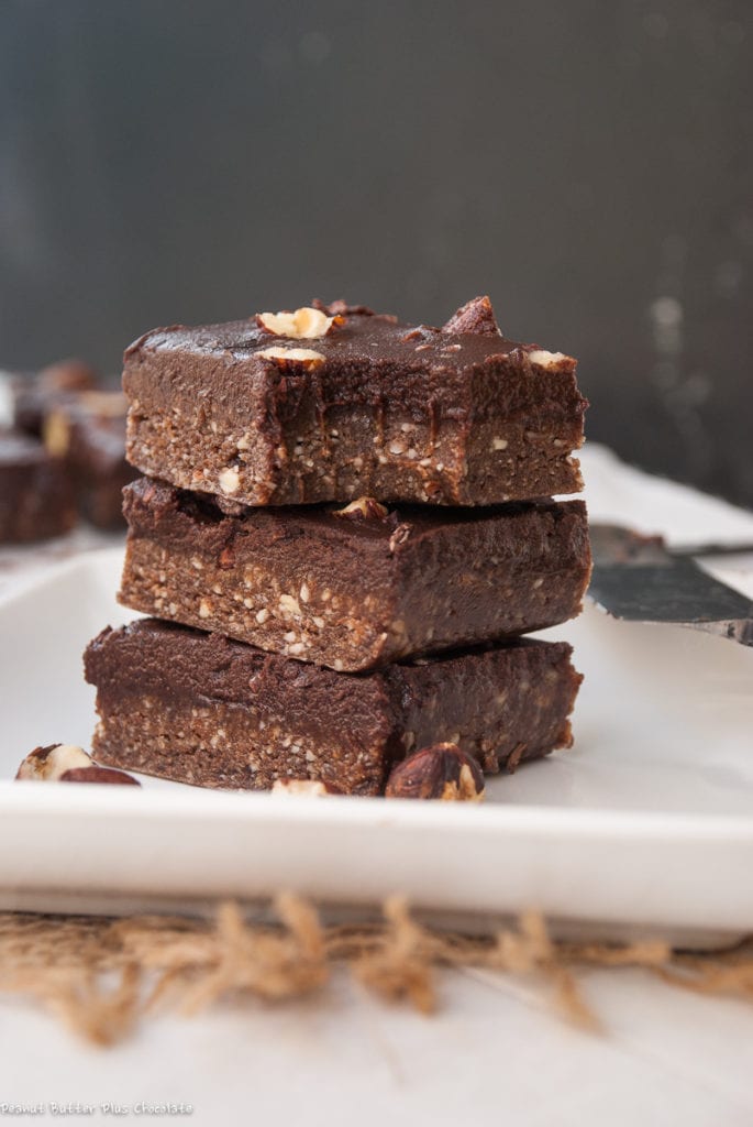 Healthy Chocolate Hazelnut Date Brownies - Peanut Butter + Chocolate