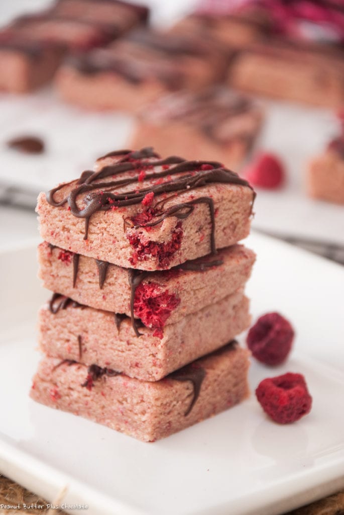 Healthy Chocolate Raspberry Protein Bars - Peanut Butter + Chocolate