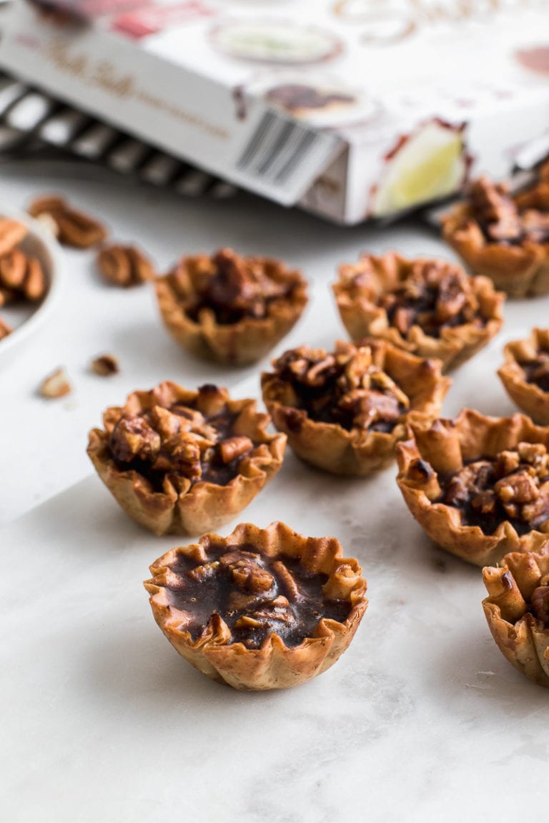 Mini Pecan Pie Bites | Phyllo Shells - Peanut Butter + Chocolate
