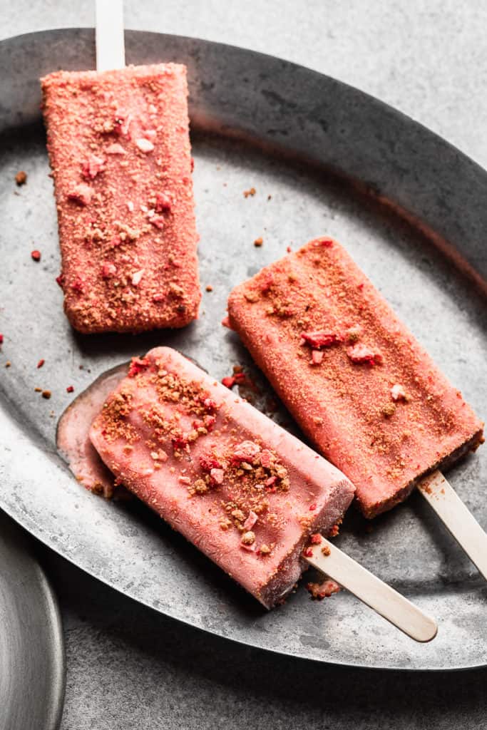 Strawberry Shortcake Popsicles | Vegan | Peanut Butter Plus Chocolate