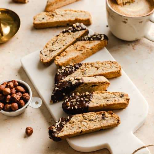 Chocolate Dipped Hazelnut Biscotti | Peanut Butter Plus Chocolate