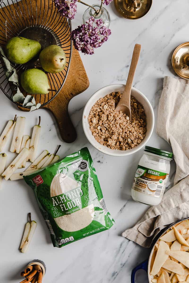 Vegan Pear Crisp and Caramel Sauce | Peanut Butter Plus Chocolate